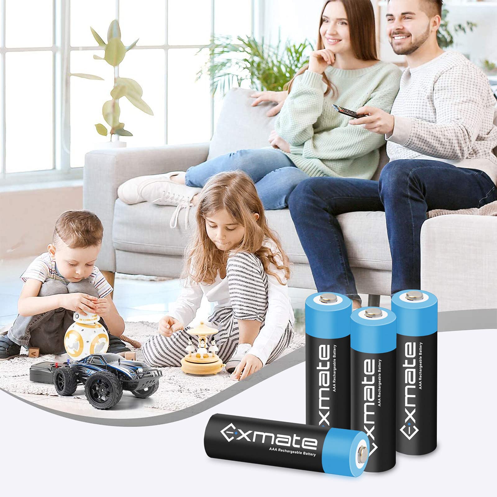 Exmate Rechargeable AAA Batteries, 1000mAh 1.2V Ni-MH High Capacity AAA Rechargeable Battery with Box (16 Count)