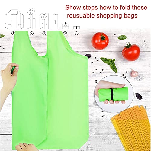 8 Pack Grocery Bags Reusable Foldable Shopping Bags X-Large 50LBS Groceries Bags Ripstop Machine Washable Sturdy Lightweight Polyester Fabric, Blue,red,yellow