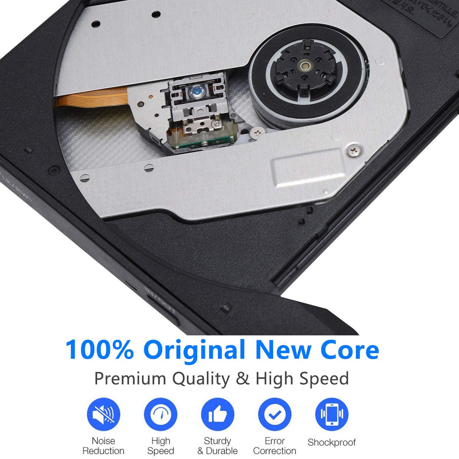 External CD/DVD Drive, USB 3.0 CD Player DVD Drive ROM +/-RW Optical Reader Writer Burner for Windows 10/8/7, Linux, Mac Laptop Desktop PC, MacBook Pro/ Air, iMac, Surface Pro (Black)