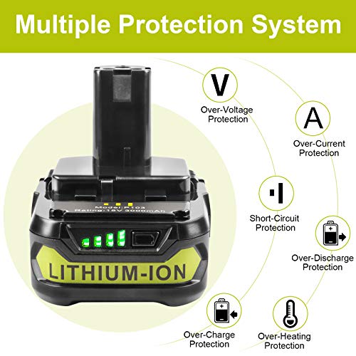 ARyee 3000mAh P102 18V Lithium Battery Replacement for 18Volt Ryobi Tools ONE+ P100 P103 P104 P105 P107 P108 P109 P190 (2)