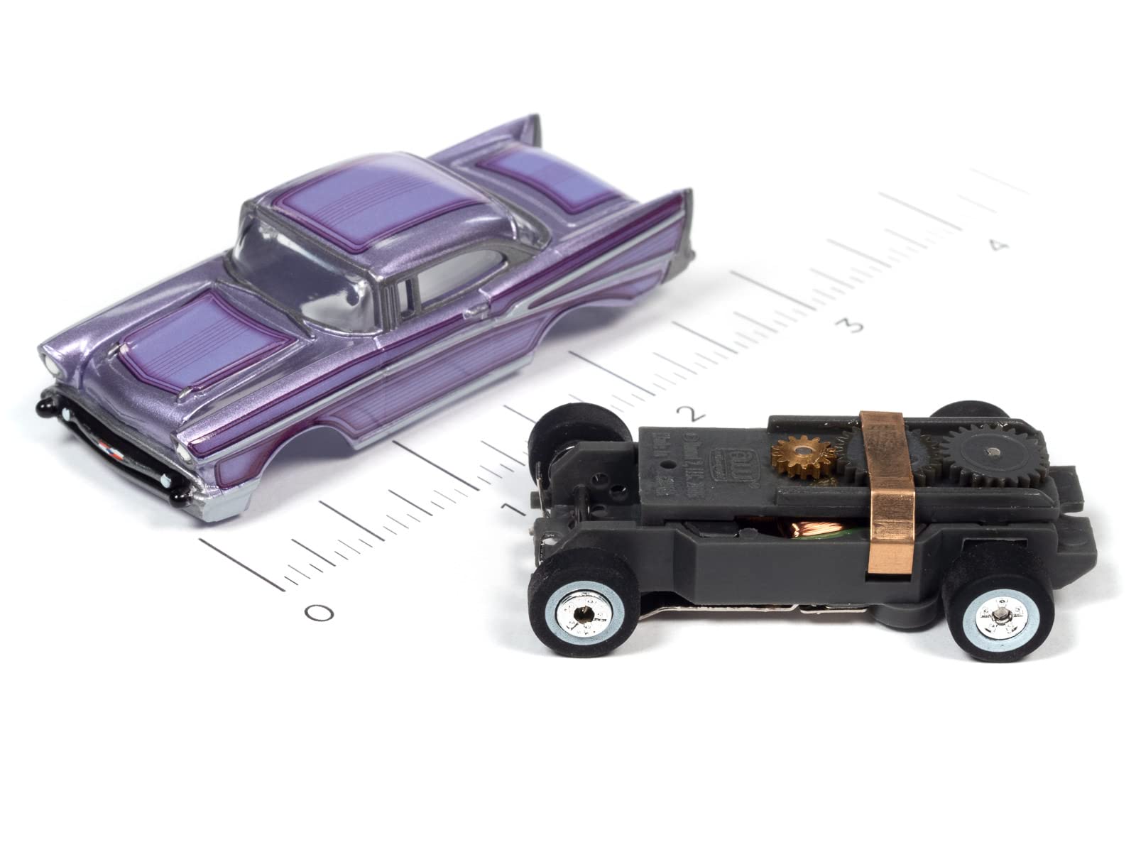 Auto World Thunderjet Cars N Coffee 1957 Chevrolet Bel Air (Purple) HO Scale Slot Car