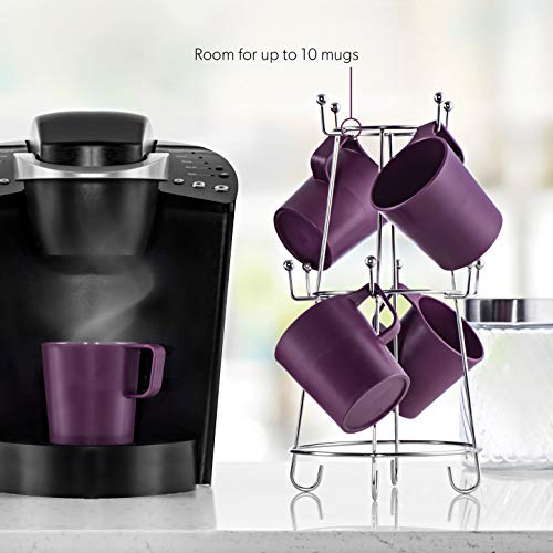 Mindspace Coffee Mug Holder, Mug Rack - Coffee bar Accessories, Kitchen Counter Organizer, Tea Cup Rack Stand with 10-Hooks, Cup Rack for Counter | The Wire Collection, Stainless Steel