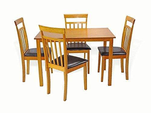 Dining Kitchen Set of 5 Rectangular Dining Table and 4 Side Warm Chairs Wood, Maple