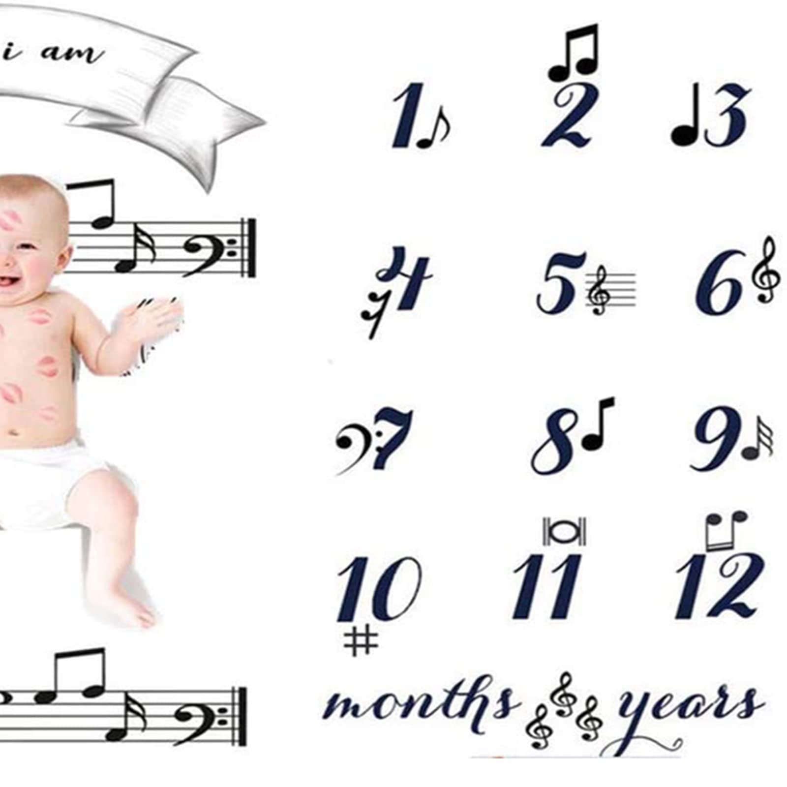 Baby Monthly Milestone Blanket Newborn Neutral Age Photo Props Shoots Backdrop Personalized Photography Growing Infants Toddlers Swaddle Blanket Includes Headband Frame