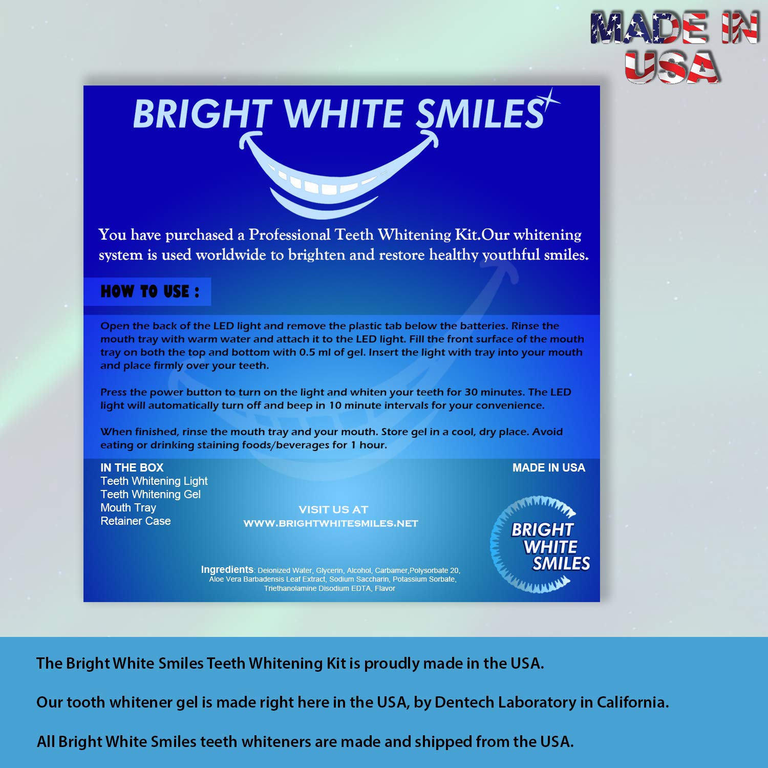 Bright White Smiles Teeth Whitening Kit | LED Light Activated Teeth Whitener | With 2x 5ml 35% Carbamide Peroxide Gel Syringes | Comfort Fit Mouth Tray & Case | For Home Use | Professional Results