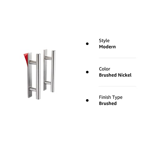 Adherion Adhesive Cabinet Stick On Door Handles 5" | No Drilling Stick On Handle for Drawers Doors Wardrobes Windows | 3M Handle Adhesive | 2 Pack Brushed Nickel | All Metal Stick On Cabinet Handles |