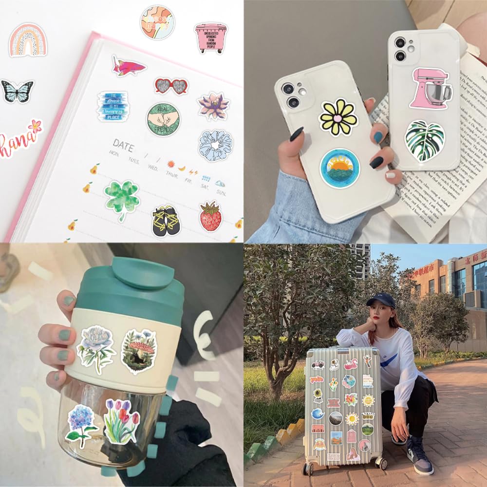 Aesthetic Stickers 200PCS VSCO Stickers Aesthetic, Vinyl Cute Stickers Asthetic Stickers for Journaling,Water Bottle Sticker Pack for Teens Girls Kids