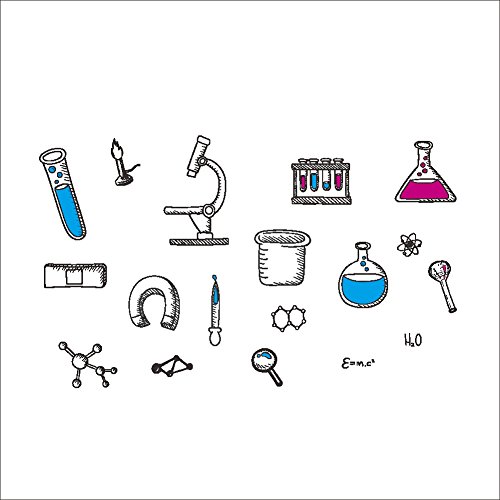 BIBITIME Science Laboratory Wall Decals Vinyl Chemical Element Tool Stickers for School Classroom Nursery Bedroom Children Student Study Teens Kids Room Decor DIY Home Art Decorations