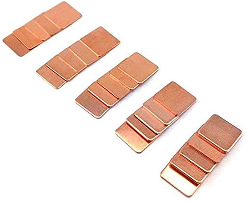 Easycargo 40pcs 6 Sizes 20mm Copper Pad Shim Thermal Assortment Kit, Pure Copper Heatsink C1100, Low Profile Thermal Plate Cooler for Cooling CPU GPU VGA RAM VRM VRAM PS5 SSD NVMe M.2 2280 2242 2230