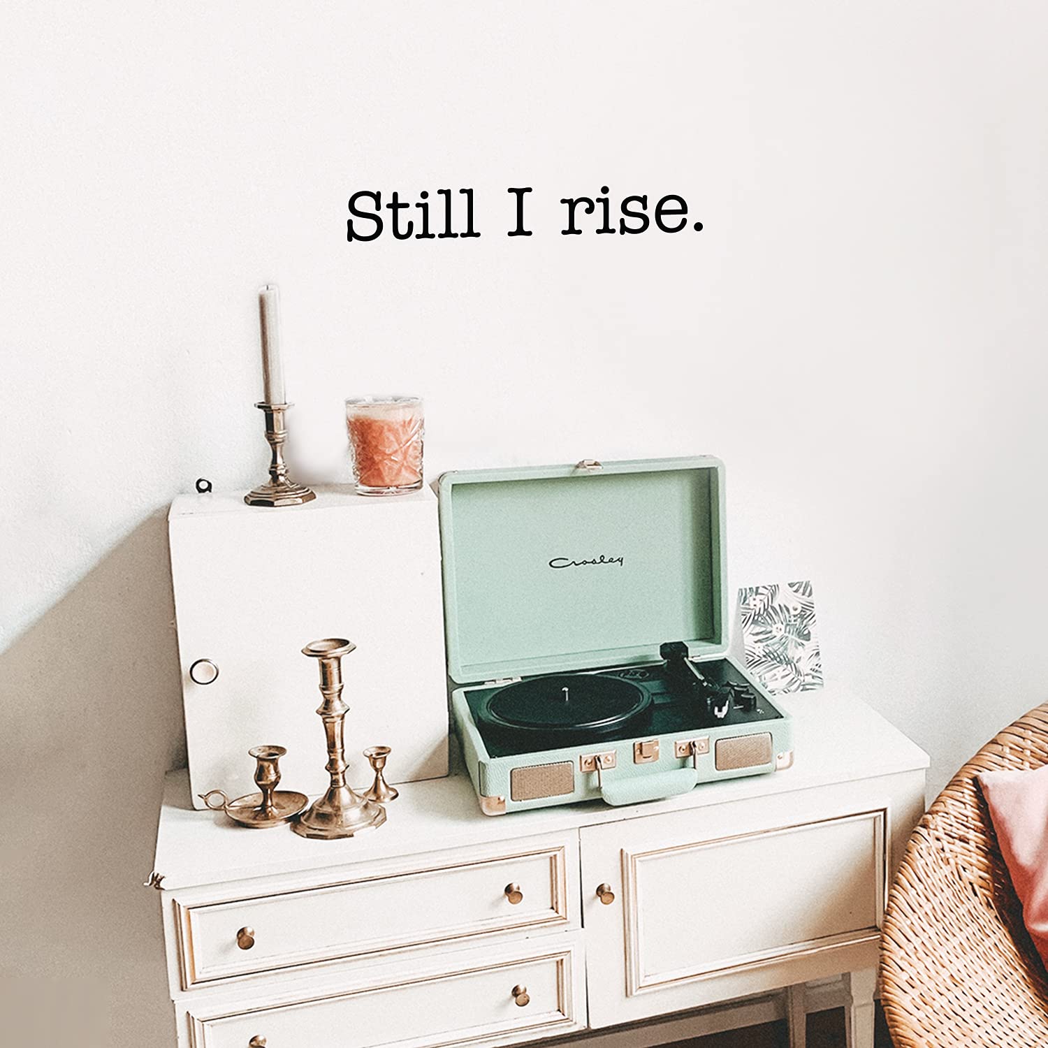 Vinyl Wall Art Decal - Still I Rise - 3" x 20" - Trendy Inspiring Cute Positive Self Esteem Quote Sticker for Home Bedroom Closet Boutique Beauty Saloon Office Business Coffee Shop Decor (Black)