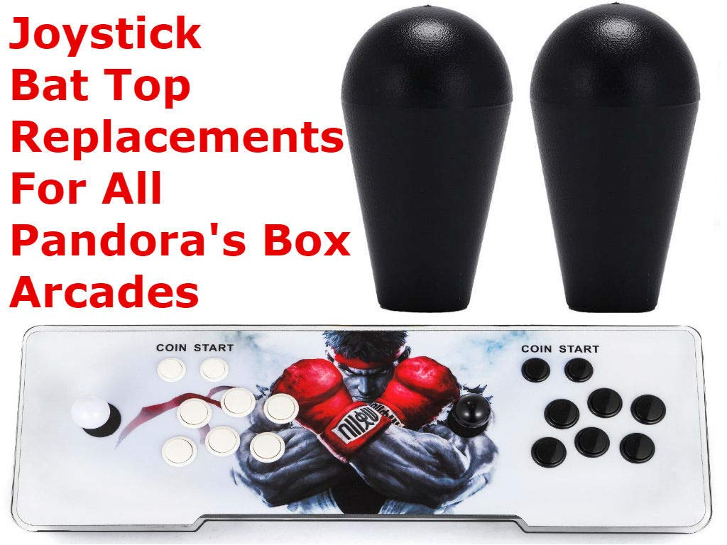 Alvatron Set of 2 Joystick Bat Tops for Arcade1up, AtGames Legends Ultimate Arcade, Pandora's Box (Black/White)