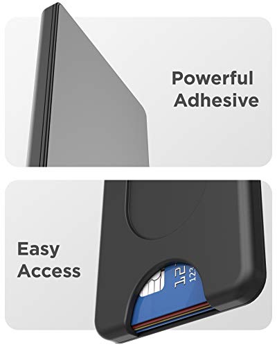 Encased Cell Phone Wallet, 4 Card System (Compatible with Circular Grip) Securely Holds IDs Business and Credit Cards - HardCard Reusable Adhesive Stick On Holder (Matte Black)