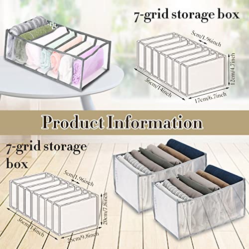 30 Pcs Wardrobe Clothes Organizer Clothing Drawer Organizer Foldable Mesh Closet Dividers Storage for Jeans, Trousers, T Shirts and Skirts (7 Grid)
