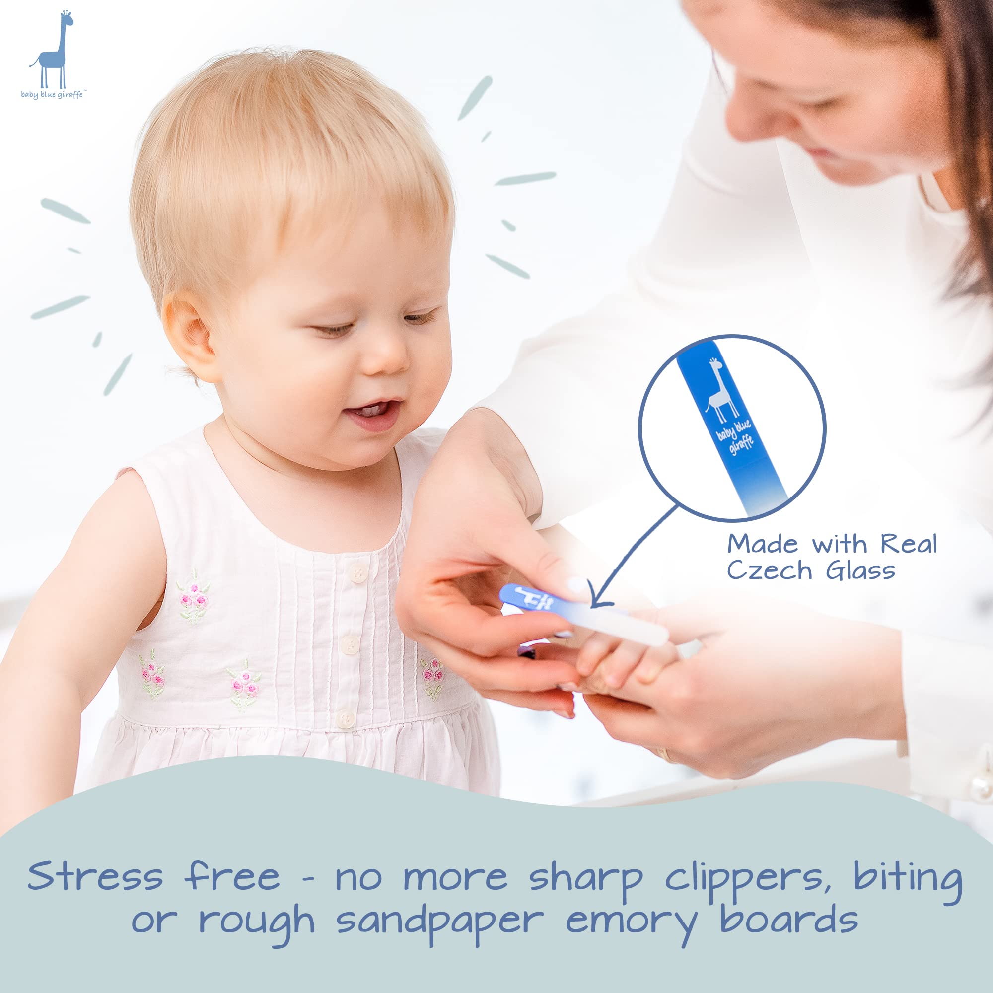 Baby Nail File, Safe Alternative for Nail Clippers, Must-Have Baby Essentials, Ideal Gift for Any Occasion Including Baby Shower, Blue - Baby Blue Giraffe