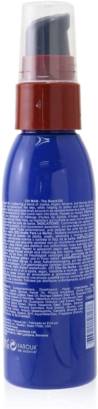 CHI Man Beard Oil, Moisturizes & Softens Beard, Formulated With Vitamin A & E, Oud Fragrance, Cruelty & Paraben-Free, 2 Oz
