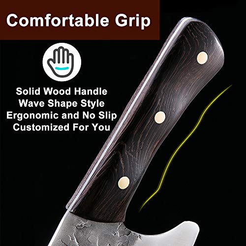 Meat and Vegetable Cleaver Knife High Carbon Steel Serbian Chef Knife Full Tang Sharp Kitchen Butcher Knife