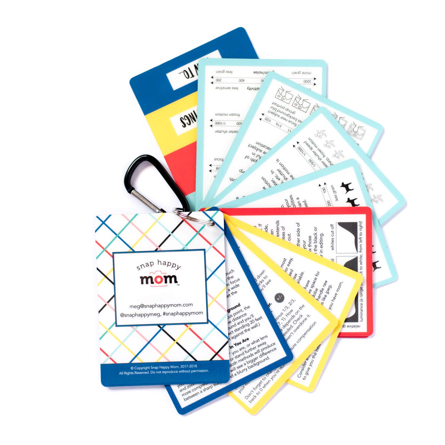DSLR Cheat Sheet Cards for Canon, Nikon and Sony Cameras - Plastic Quick Reference Photography Cards | Camera Settings, Exposure & Manual Mode (Bright)