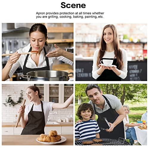 AEKTBY Adjustable Water drop Resistant Apron with 3 Pockets, Kitchen Cooking & Grilling Aprons for Women Men Chef (Black)