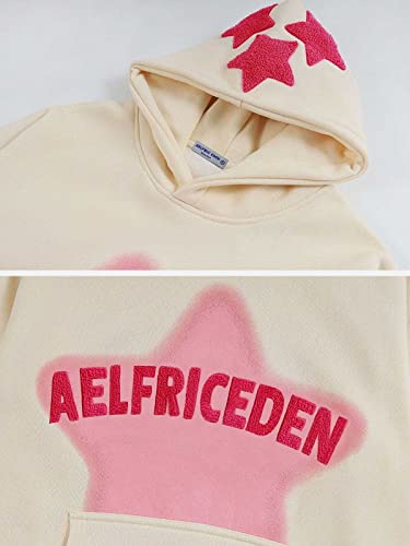 Aelfric Eden Mens Vintage Bone Printed Hoodie Sweatshirt Casual Oversized Long Sleeve Streetwear Hiphop Hooded Pullover