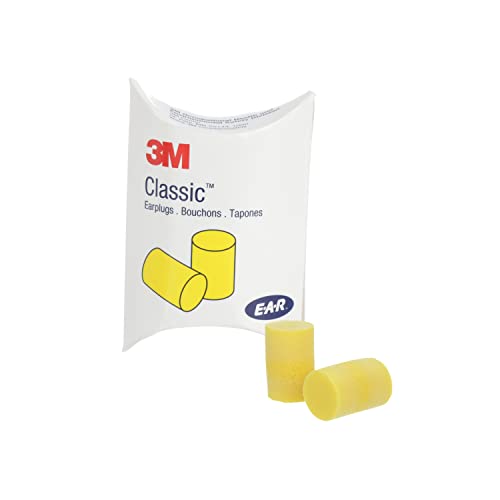 3M Ear Plugs, 30 Pairs/Box, E-A-R Classic 310-1060, Uncorded, Disposable, Foam, NRR 29, For Drilling, Grinding, Machining, Sawing, Sanding, Welding, 1 Pair/Pillow Pack,Yellow