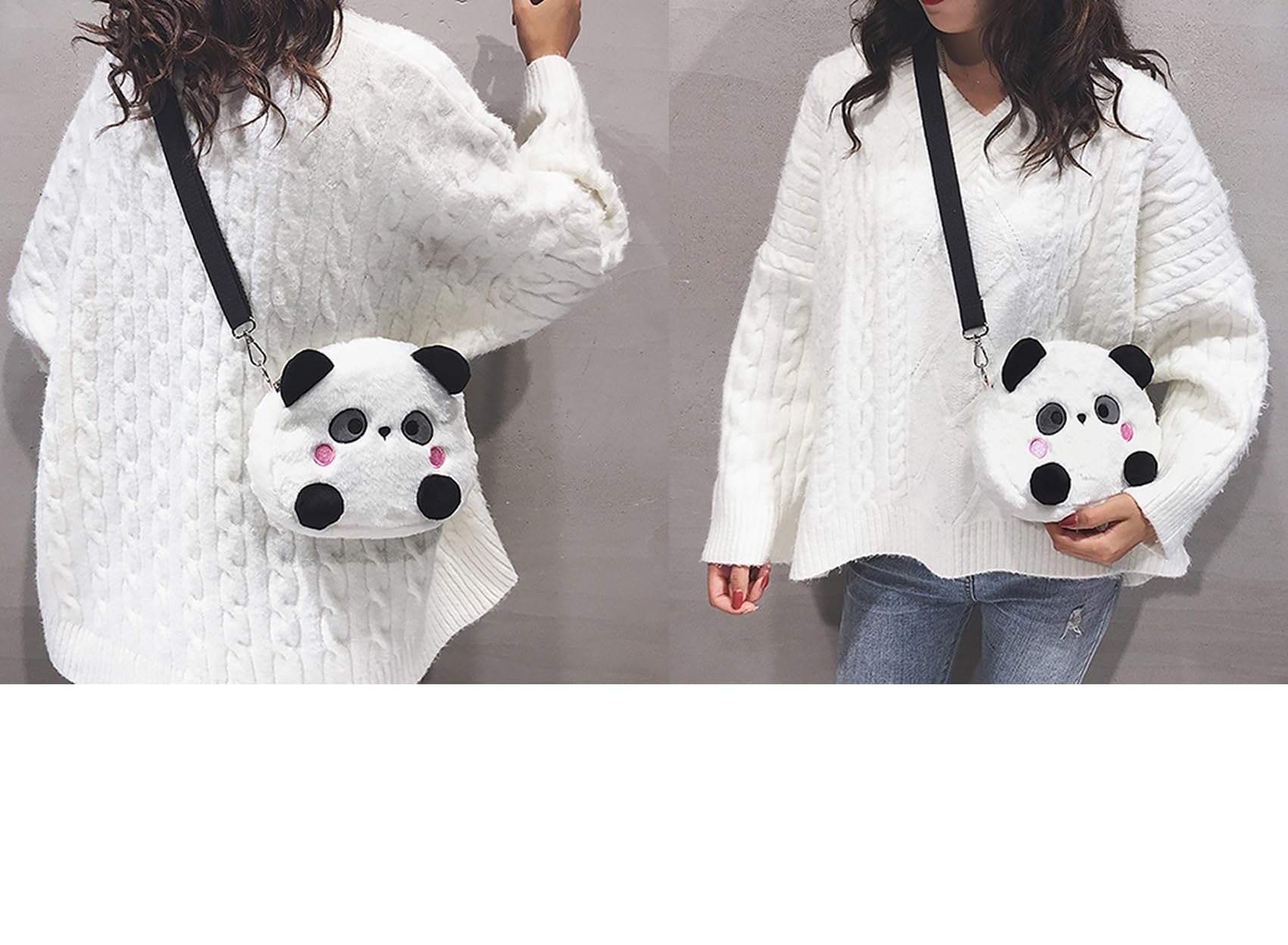 Amamcy Cute Panda Plush Crossbody Purse Small Fluffy Satchel Shoulder Bag Messenger Bag Handbag Purse for Women