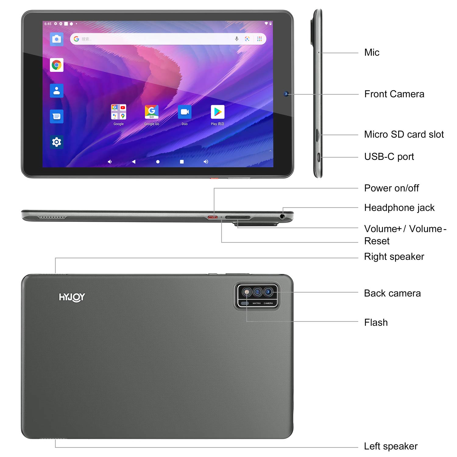 Hyjoy Tablet 9 Inch Android 10 Quad-Core 2GB RAM 32GB ROM IPS HD Display 4000mAh Tablets(Sliver)