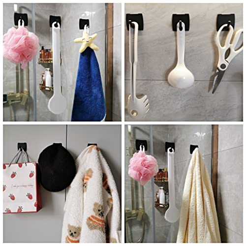 3M Hooks,Adhesive Hooks Heavy Duty Stick on Wall Hooks Towel Hooks Door Hooks Waterproof Stainless Steel Adhesive Towel Hooks Adhesive Holders for Hanging Clothes Bathroom Adhesive Hook 6 Pack (Black)
