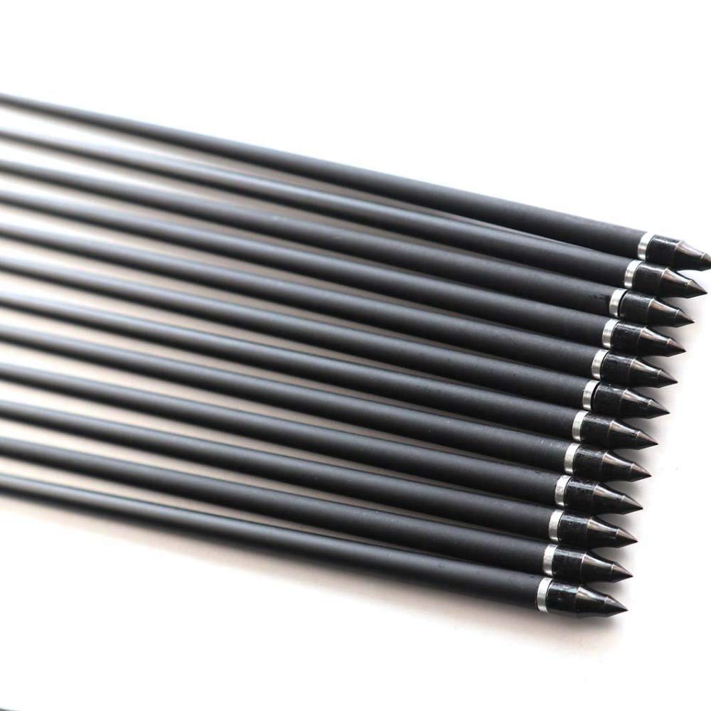 30" Carbon Arrows 700 Spine Archery Target Practice Hunting Arrow with Field Tips Removable for Compound Recurve Bow Longbow 12 Pack