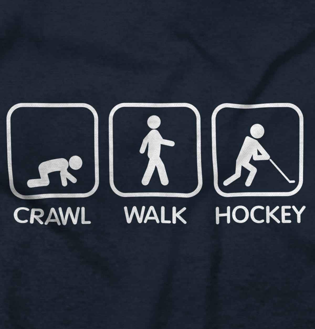 Brisco Brands Crawl Walk Hockey Street Sign Humor Baby Romper Boys or Girls