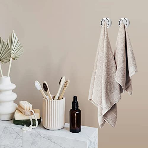 6Packs Kitchen Towel Hooks, Round Self Adhesive Wall Mount Dish Towel Hook Hangers, (Push to Hanging) Drilling Hand Towel Hook Holders with Premium Chrome Finish for Kitchen, Bathroom, Cabinet