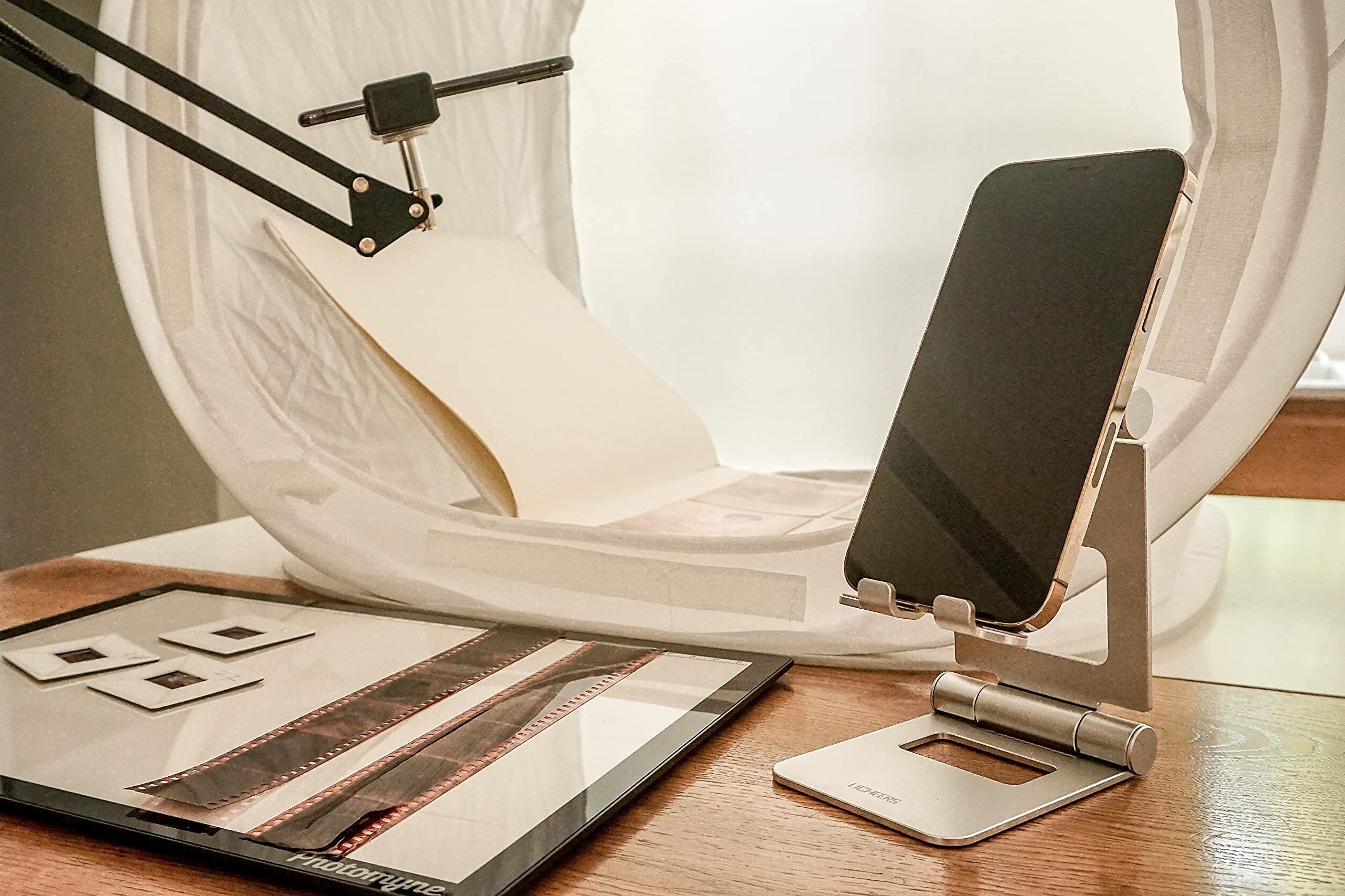 All-in-One Scanning Bundle for Slides & Negatives with Photo Tent, Light Pad, Phone Mount, Macro Lens, & Cotton Gloves
