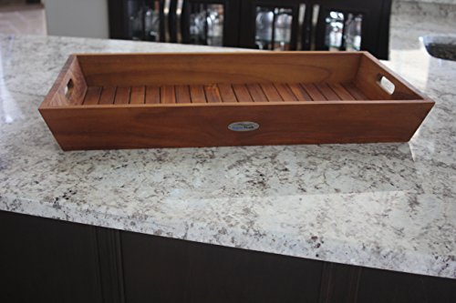 AquaTeak The Original Large Solid Teak Amenities Serving Tray