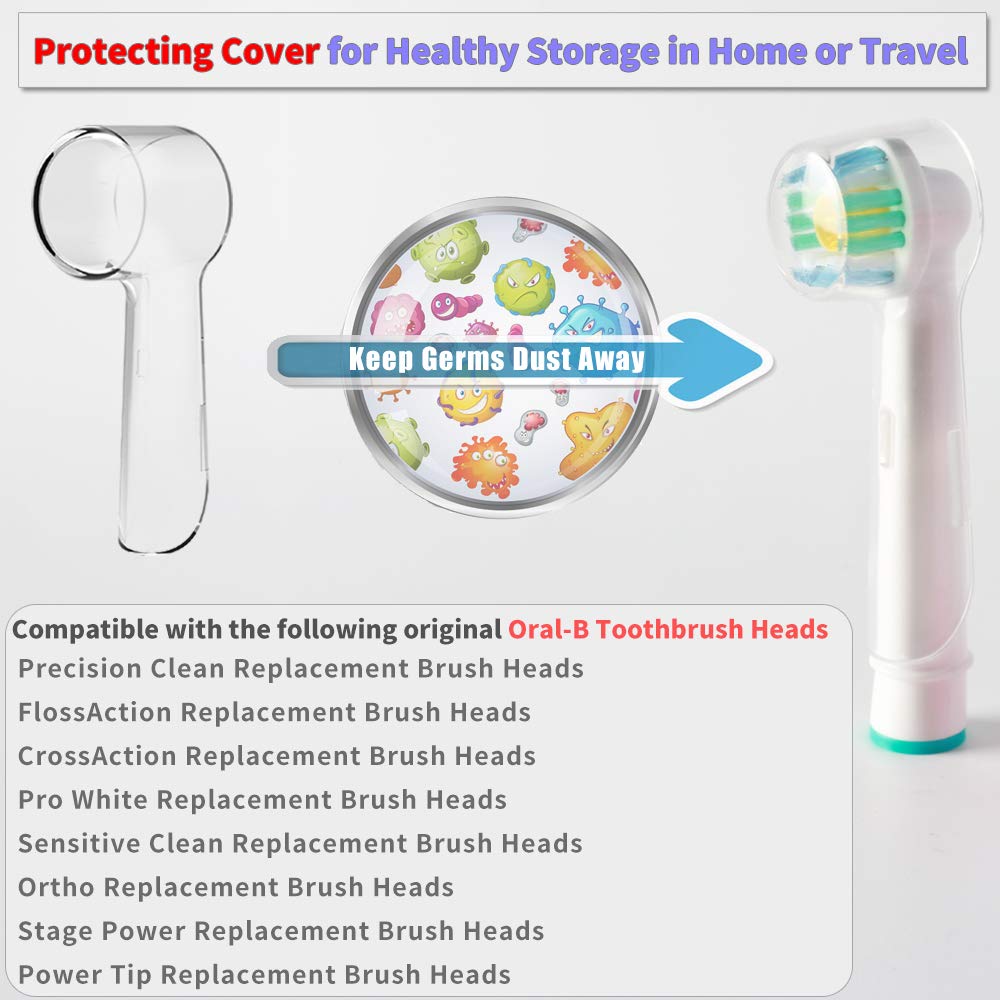 Electric Toothbrush Travel Case for Oral-B Toothbrushes - 4 Pcs Toothbrush Head Covers Compatible with Oral B Electric Toothbrush Heads (White)