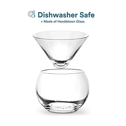 Kook Glass Caviar Chiller Server Set, Serving Dish with Ice Holder, for Shrimp, Appetizers, Liquor, Martinis and Cocktails, Dishwasher Safe, 5 oz Bowl, Set of 2