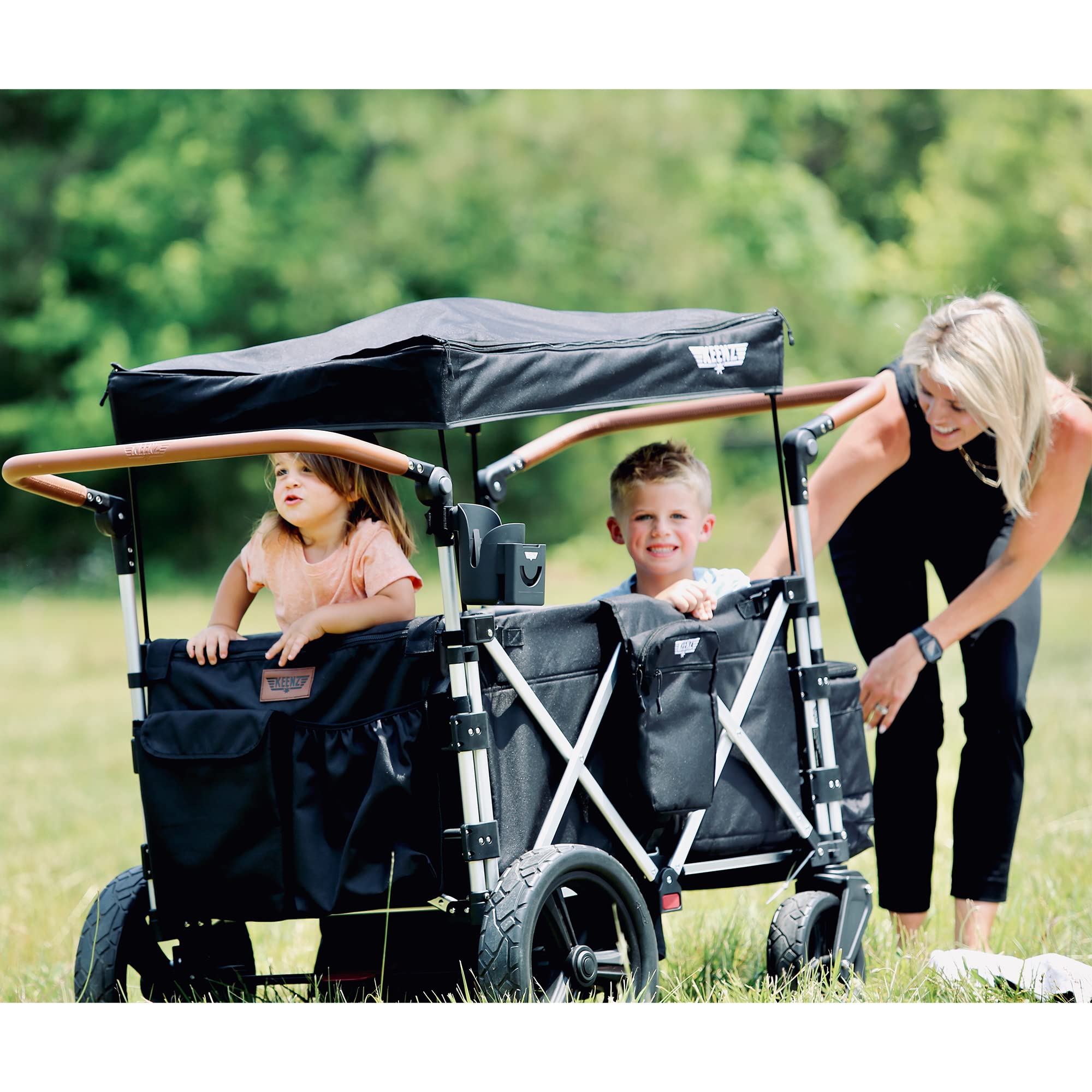 Keenz Heavy Duty All Terrain Wheel Set Kit with Axel for 7S Toddler Stroller Wagons to Travel on Snow, Dirt, Gravel, and Uneven Terrains, Black