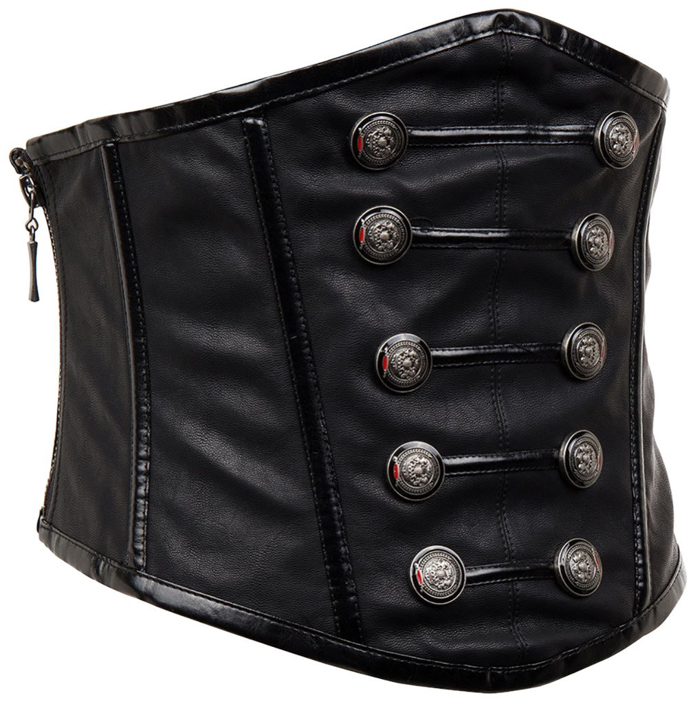 Alivila.Y Fashion Women's Faux Leather Rivet Steampunk Retro Boned Wide Corset Belt 21674-Black-M
