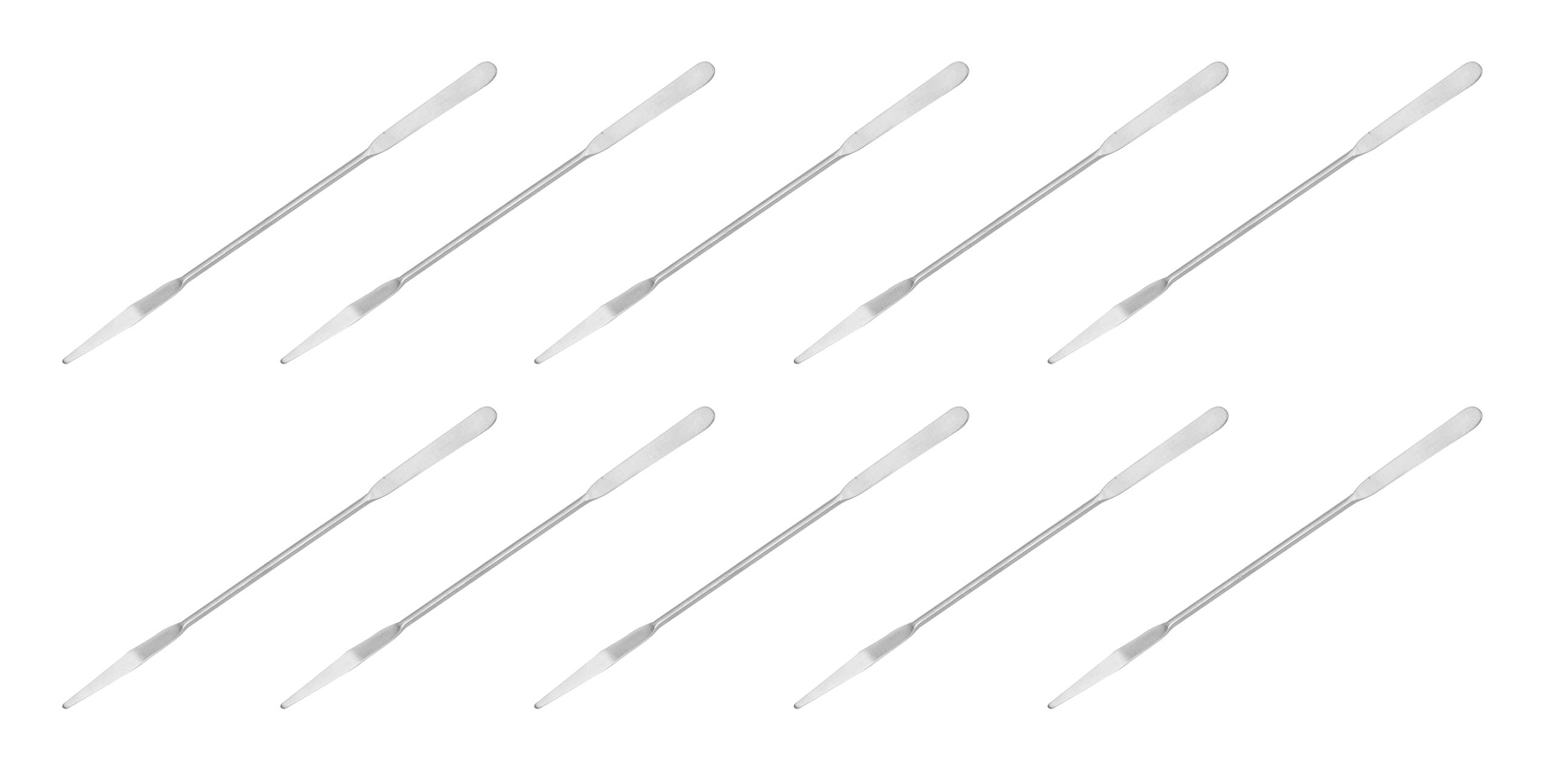 EISCO 10PK Semi-Micro Spatulas, 7.9" - Stainless Steel, Polished - Dual Blade, Rounded End & Tapered End