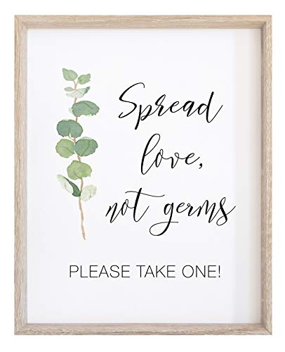Spread Love Not Germs Sign for Wedding 8x10 Watercolor Greenery with Eucalyptus Print on Thick Cardstock Paper | Wedding Decoration NOT FRAMED