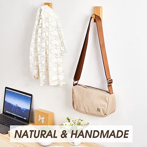 8 Pieces Wood Wall Hooks Hat Rack Decorative Wooden Coat Hooks Wall Mounted Heavy Duty Beech Coat Hangers for Wall Single Adhesive Backpack Hanger for Bathroom Hanging Hat Towel Key, Rectangle, 30lbs