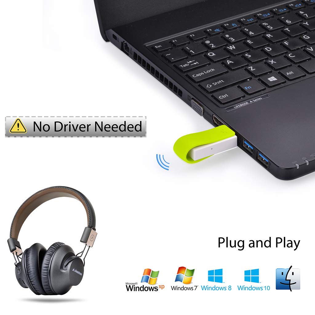 Avantree Leaf Class 1 Long Range USB Bluetooth Audio Transmitter Adapter for PC Laptop Mac PS4 Nintendo Switch, Wireless Audio Dongle for Headphones Speakers Only, Plug and Play, aptX Low Latency
