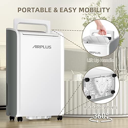 AIRPLUS 4,500 Sq.Ft 70 Pint Dehumidifiers for Basement and Home-Dehumidifier with Drain Hose,Efficient,Energy-with Dual Protection and 4 Smart Modes,24H Timer,Defrost,for Bedroom,bathroom,Large Room