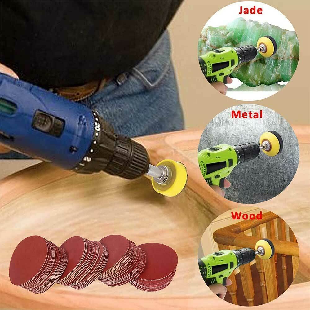 300 Pcs 2 Inch Sanding Discs Pads, Hook and Loop Pads Kit for Drill Grinder Rotary Tools with 1/4" Shank Backing Pad and 2pcs Foam Buffering Pad 80 120 180 240 400 600 800 1000 2000 3000 Grits