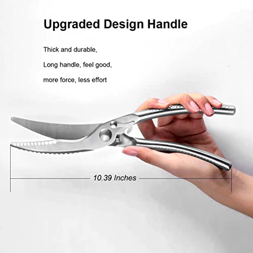 Dnifo Kitchen Scissors Heavy Duty, Stainless Steel Poultry Shears Multifunctional, Premium Spring Loaded Food Scissors for Cutting Bone, Chicken, Fish, Seafood, Meat, Vegetables and so on.