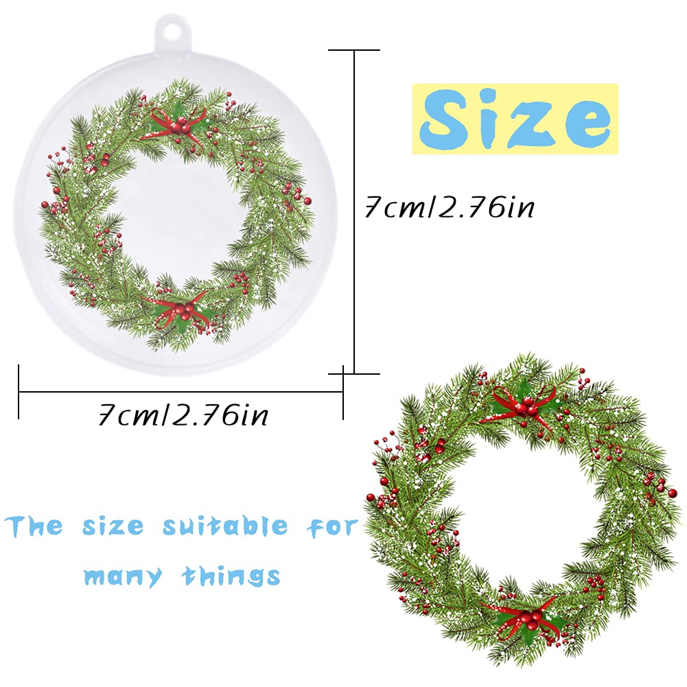 24 Pack 70mm Clear Fillable Ornaments Balls,DIY Plastic Christmas Tree Decorations Balls,Transparent Ball Gifts for Wedding,Party,Home Decor