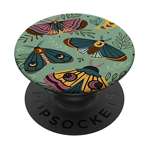 Aesthetic Cottagecore Celestial Luna Moth Moon Butterfly PopSockets Swappable PopGrip