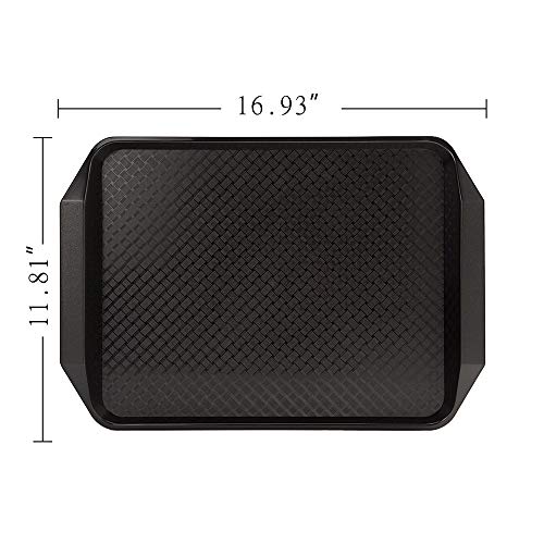 Eslite Plastic Fast Food Serving Tray,16.95 by 11.82-Inch,Set of 12 (Black)