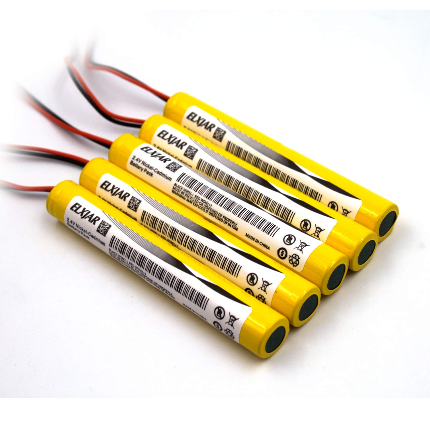 elxjar (5-Pack) 2.4V 800mAh Ni-CD Battery Pack Replacement for Exit Sign Emergency Light GP-2800-RD 2800RD GP-2600-RD GP-2600RD, EXR LED EL M6, EXR EL M6