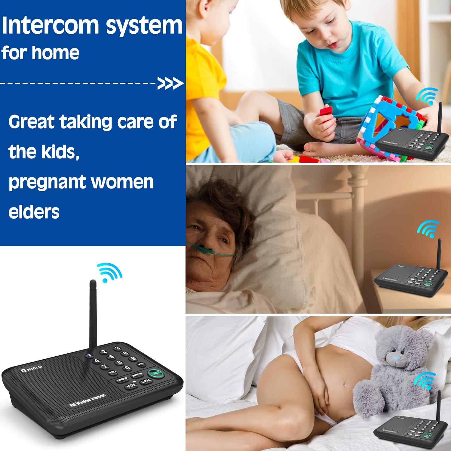 Intercoms Wireless for Home, Home Intercom System Wireless, 5280 Feet Long Range House Intercom System for Business, Two Way Wireless Intercoms for Office, Wireless Room Monitor
