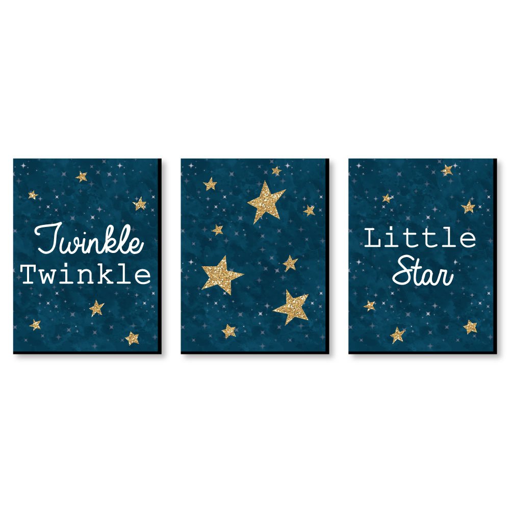 Big Dot of Happiness Twinkle Twinkle Little Star - Baby Boy Nursery Wall Art and Kids Room Decorations - Gift Ideas - 7.5 x 10 inches - Set of 3 Prints