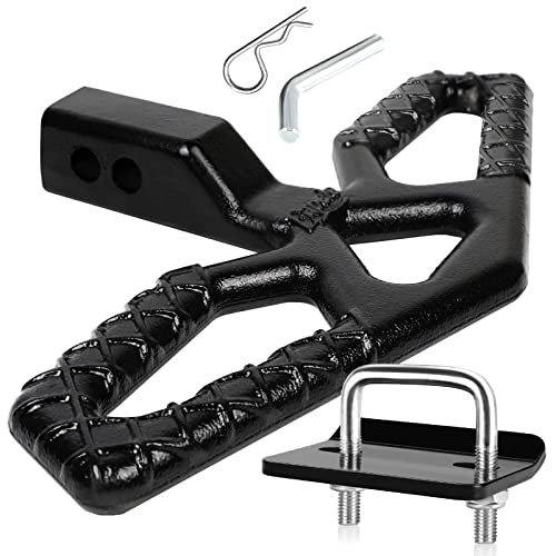 Eapele Tow Hitch Step for 2 inch Receivers, Solid Steel Construction Rust Free Powder Coated, 10,000lbs Rated Tow Strap Capacity
